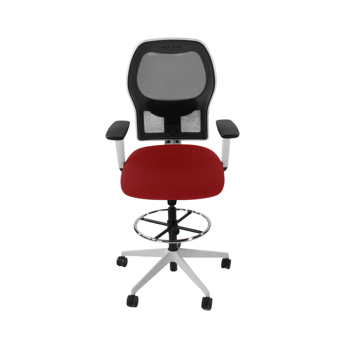Ahrend: 160 Type Draughtsman Chair in Red Fabric - White Base - Refurb