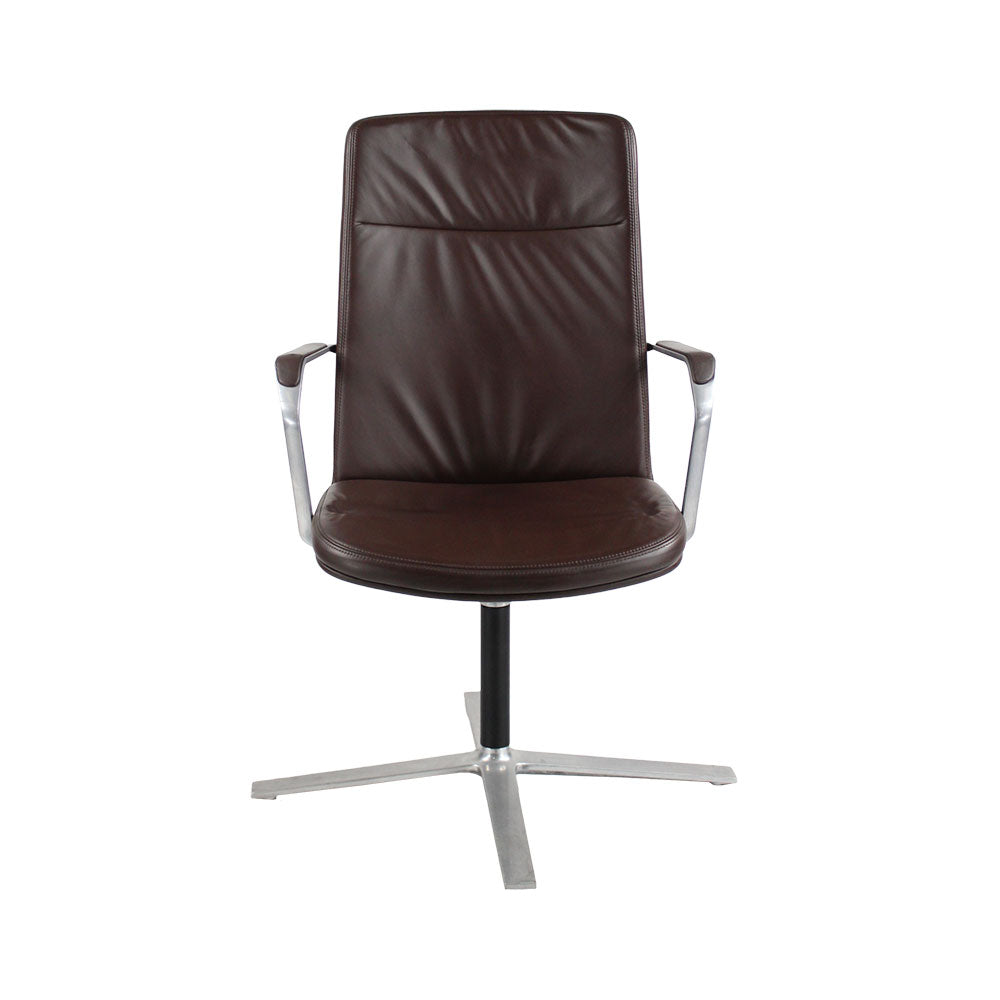 Orangebox: Calder Meeting Chair 4 Star Base in Brown Leather - Refurbi