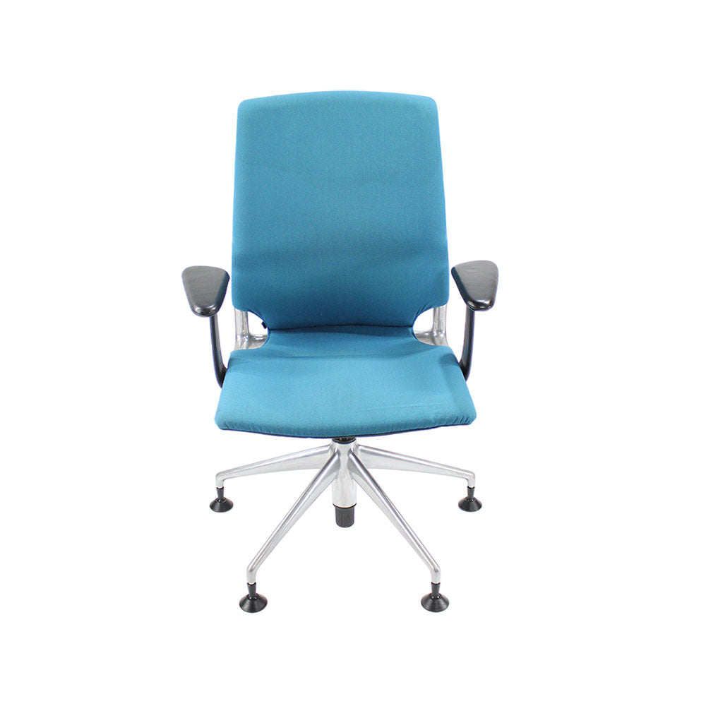 Vitra: Meda Office Chair with Aluminium Frame in Blue Fabric - Refurbi