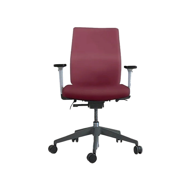 Senator: Free Flex Task Chair in Burgundy Leather with Arms - Refurbis
